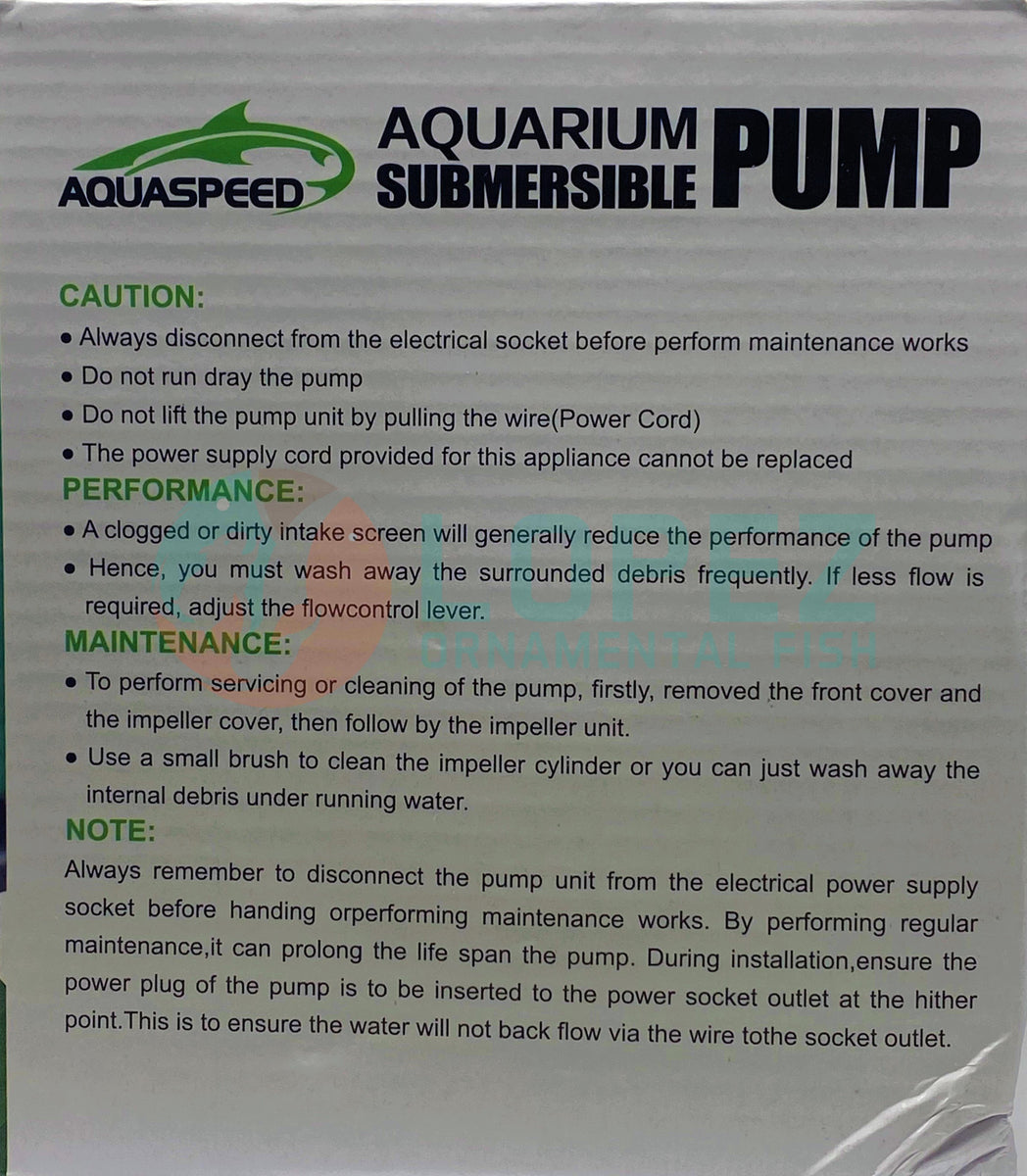 AquaSpeed Submersible Pump A3000 – Lopez Ornamental Fish
